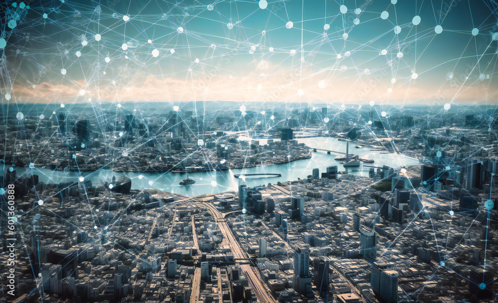 the city world map with links and networks is shown on the front Stock ...