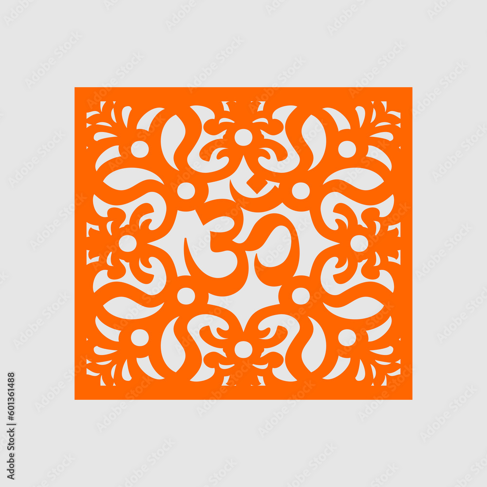 vector om jaali with a square for mandir decoration for cnc cutting ...