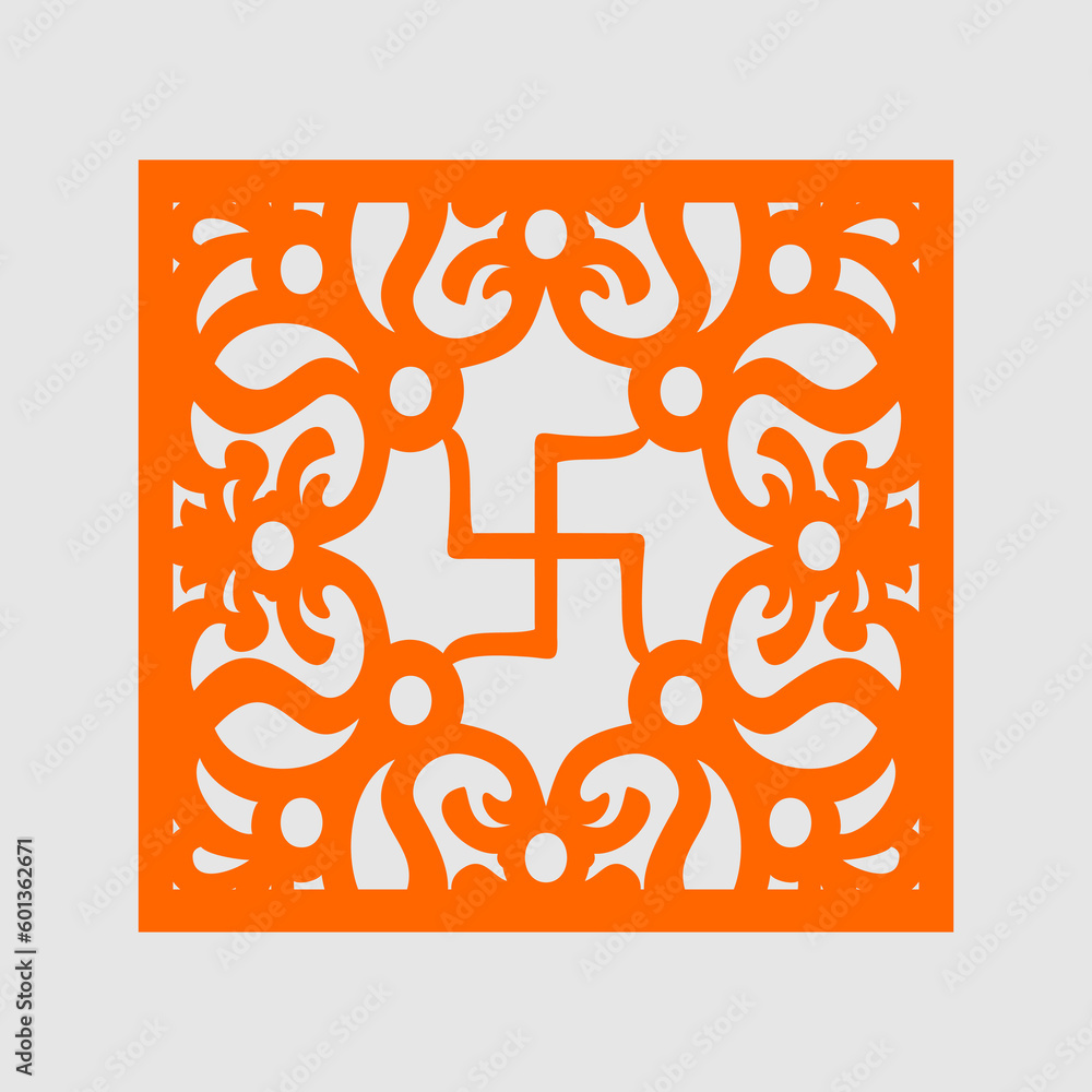 vector om jaali with a square for mandir decoration for cnc cutting ...