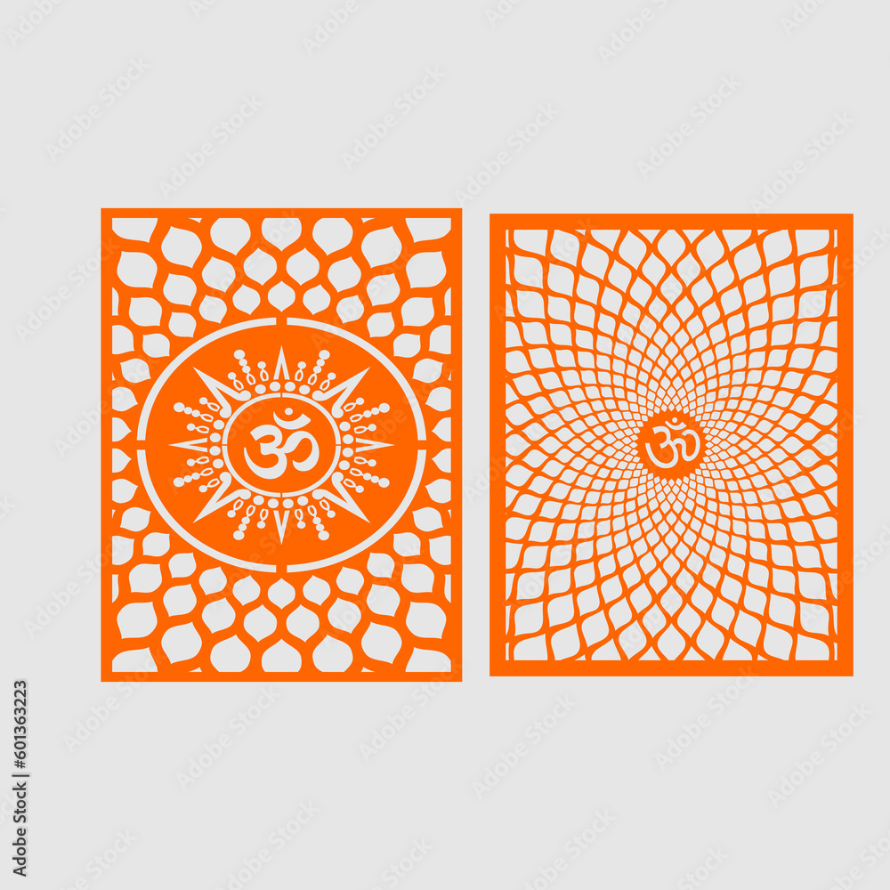 vector om jaali with a square for mandir decoration for cnc cutting ...