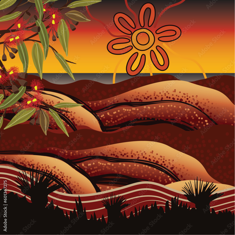 Aboriginal painting that portrays their connection to nature and land ...