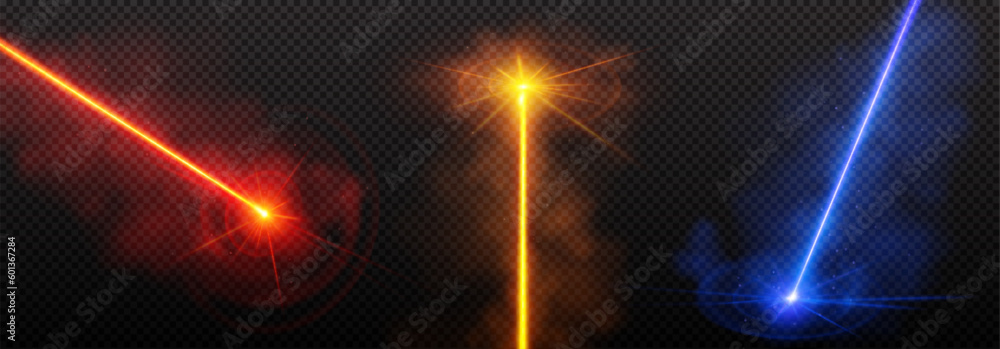 Red laser light beam effect isolated on transparent background. Vector ...