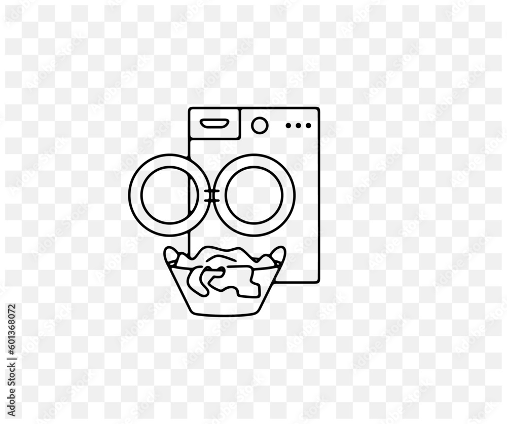 Washing machine, washer, laundry and bathroom, linear graphic design ...