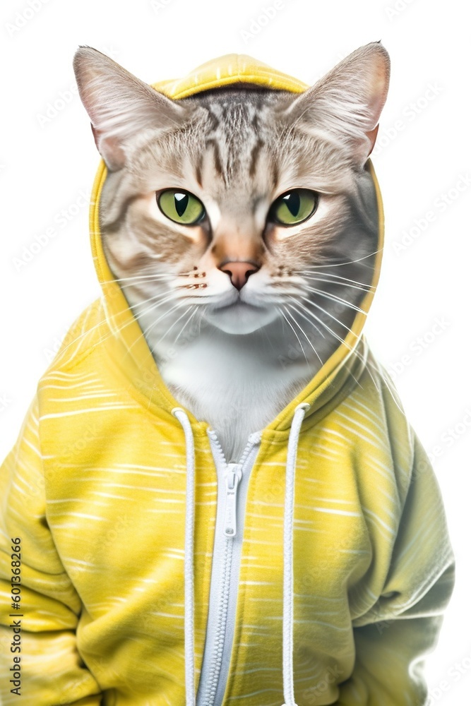 The cat bodybuilder with a sports medal preparing to do exercises ...