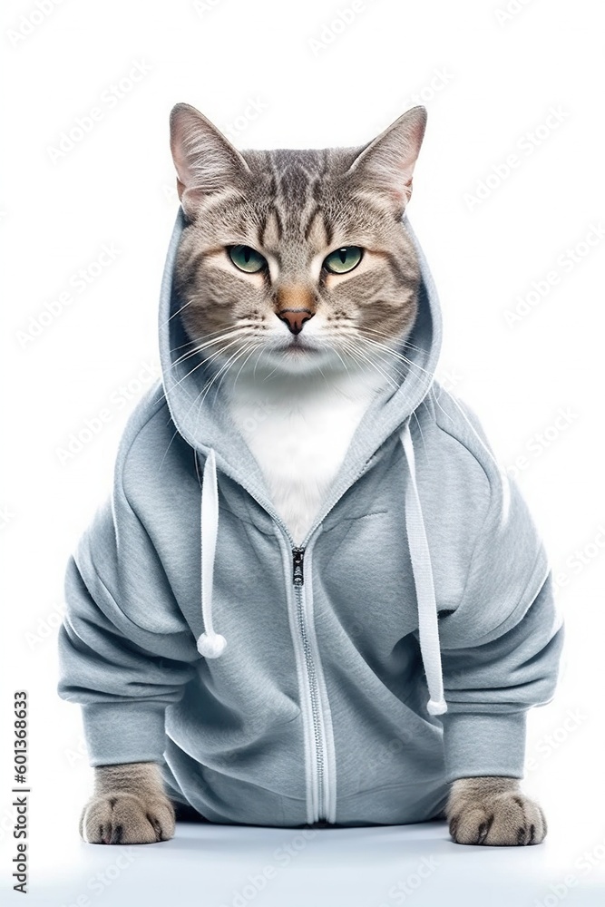 The cat bodybuilder with a sports medal preparing to do exercises ...