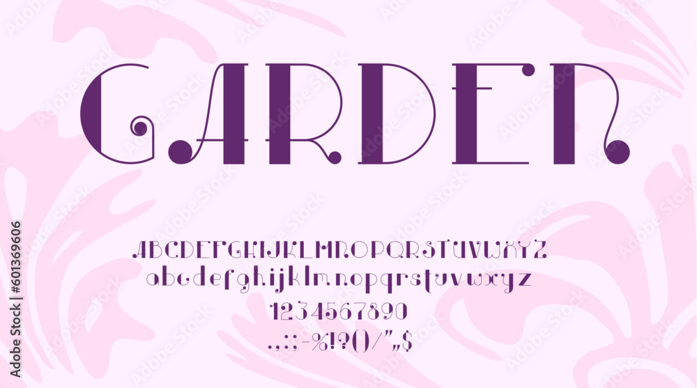 Elegant monogram font, type or typeface. Romantic alphabet with curve ...