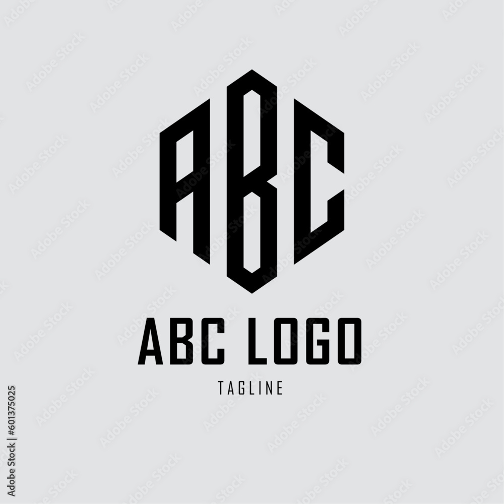 ABC LOGO, simple flat black ABC logo vector, English school badge ...