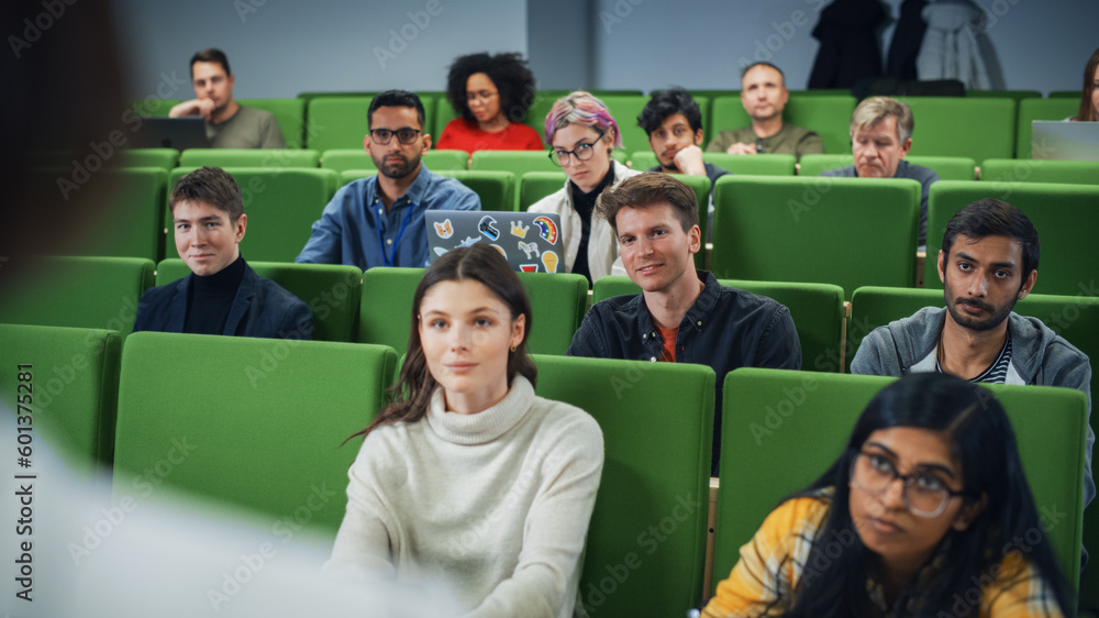 Diverse Multicultural Students Studying in University Room, Listening ...