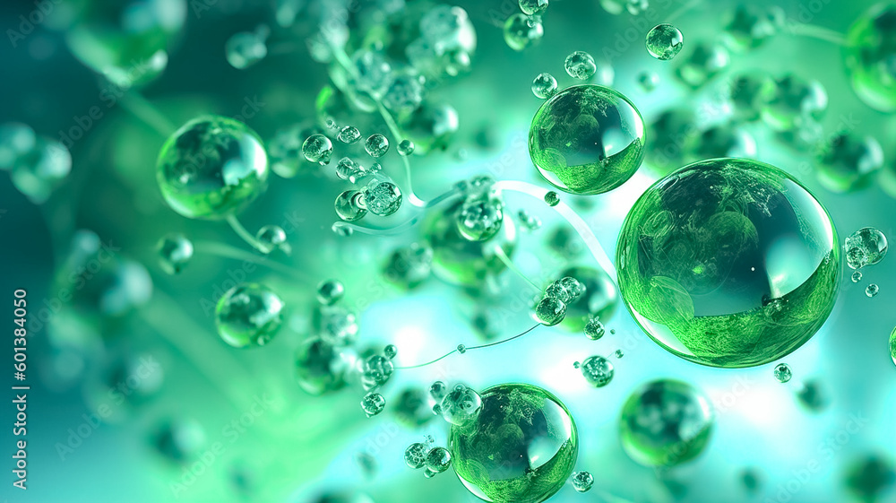 Green Hydrogen H2 gas molecule. New Green Energy Water Fuel Cell Future ...