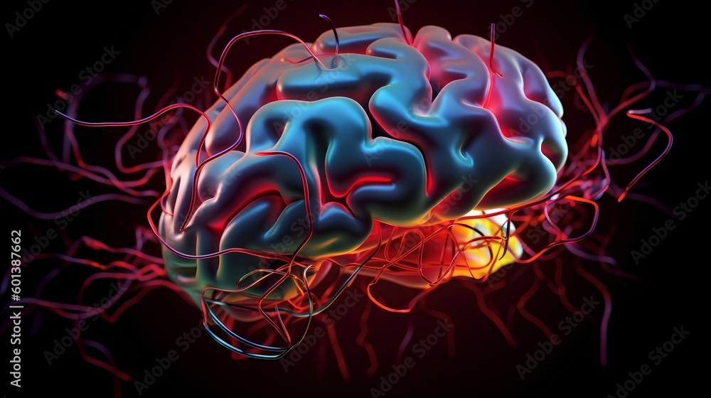 Neuroplasticity concept, featuring glowing brains interconnected with ...