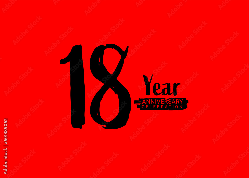 18 Years Anniversary Celebration logo on red background, 18 number logo ...