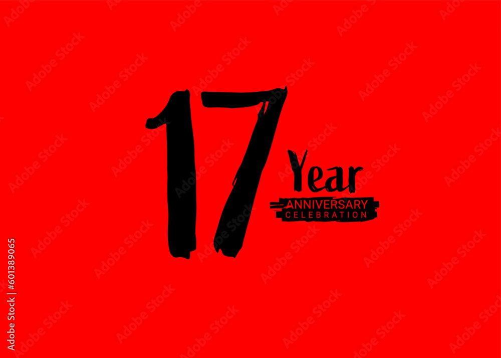 17 Years Anniversary Celebration logo on red background, 17 number logo ...
