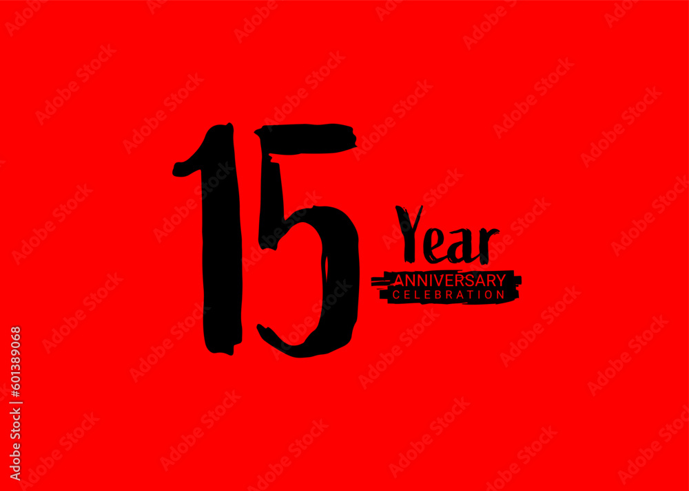 15 Years Anniversary Celebration logo on red background, 15 number logo ...