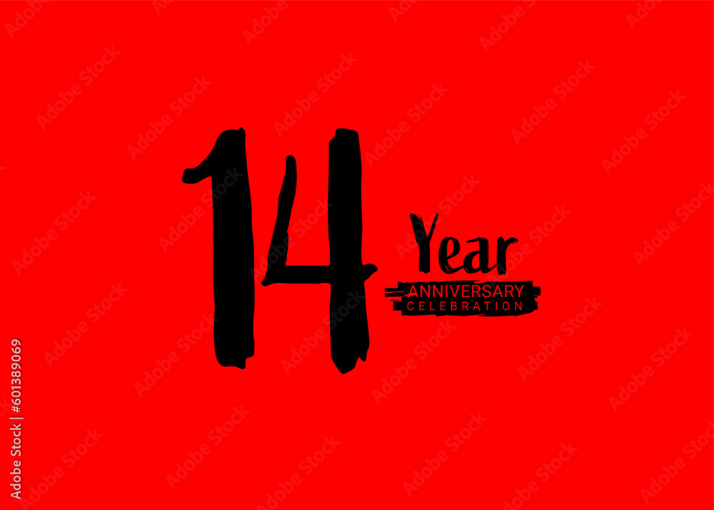 14 Years Anniversary Celebration logo on red background, 14 number logo ...