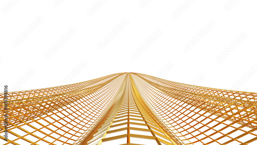 3d illustration of abstract curve shiny gold wireframe inspiration from ...