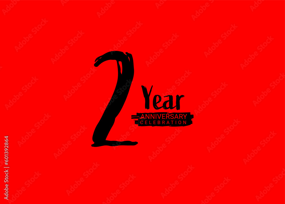 2 Years Anniversary Celebration logo on red background, 2 number logo ...