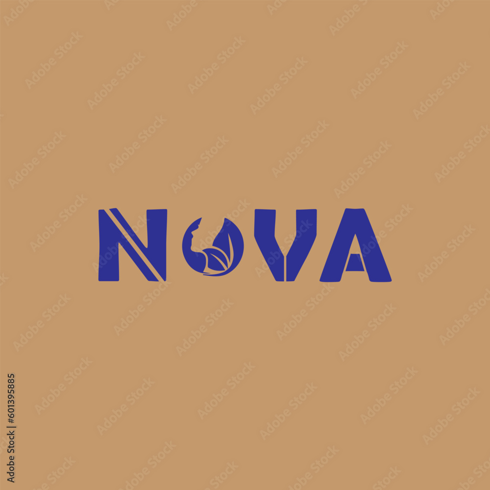 Word mark logo formed star symbol in the letter v .NOVA Abstract Typography lettering modern ...