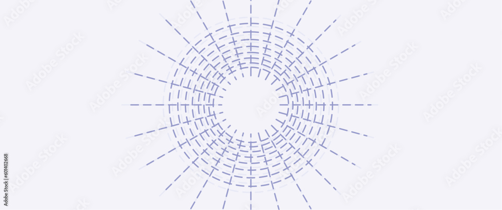 Abstract radial dashed line seamless pattern design template, editable ...