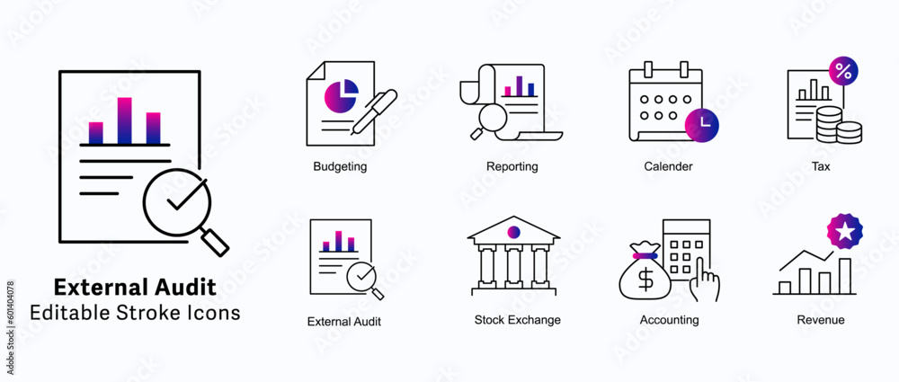 External Audit Vector Icons. Audit report vector icons, Compliance ...
