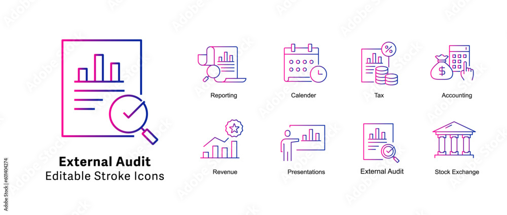 External Audit Vector Icons. Audit report vector icons, Compliance ...