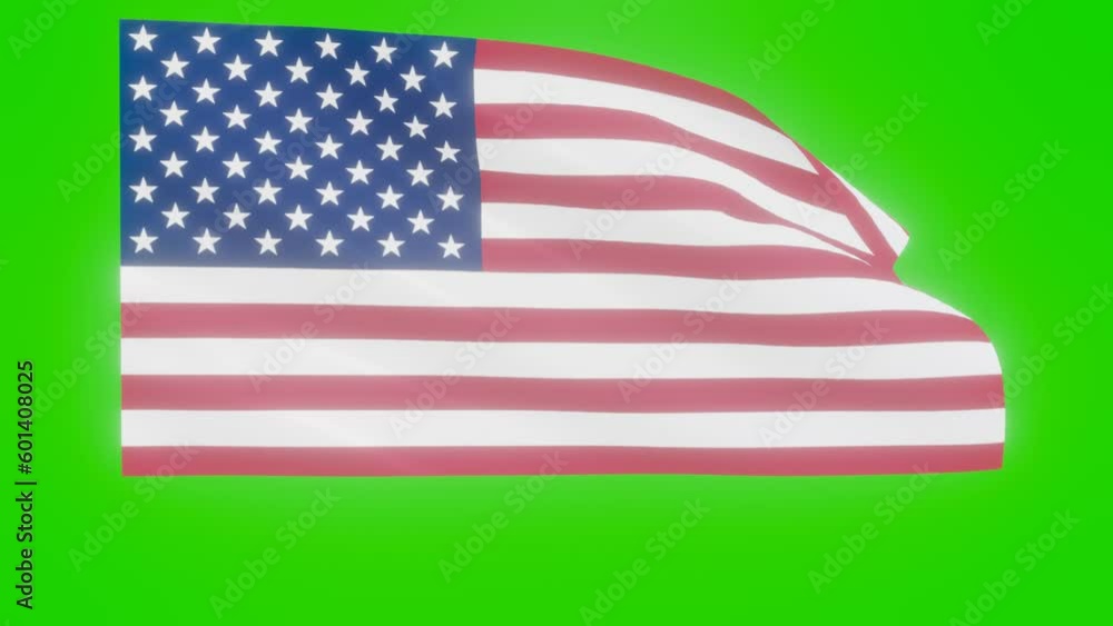 Seamless US American flag waving animation on the green back. Looping ...