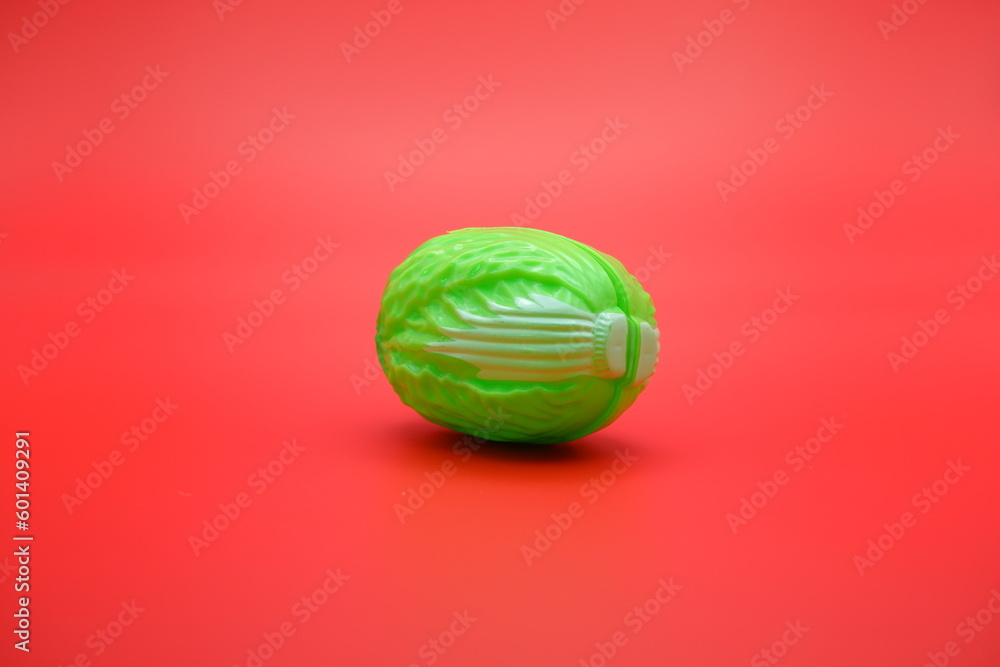toy cabbage isolated red background. Attachable and detachable cabbage ...