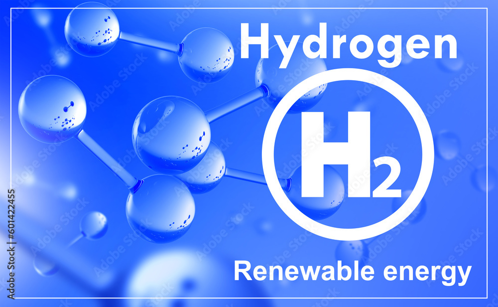 Hydrogen energy. H2 molecules. Background with hydrogen atoms ...