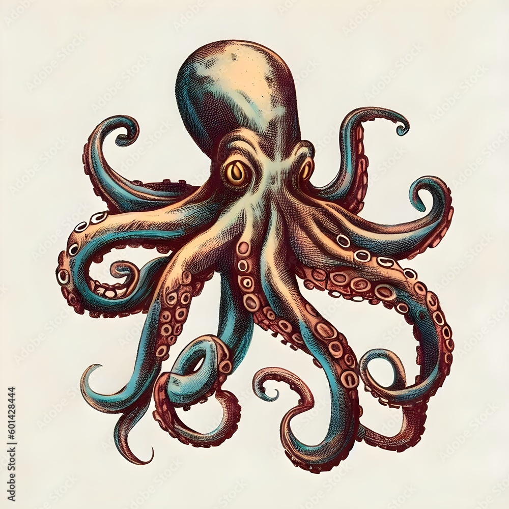 octopus pencil drawing isolated on white background Generative AI Stock ...