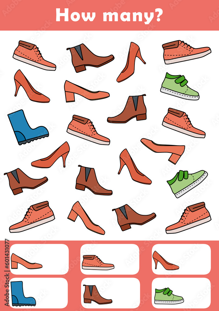 Counting children game cartoon.I spy game for toddlers. Find and count ...