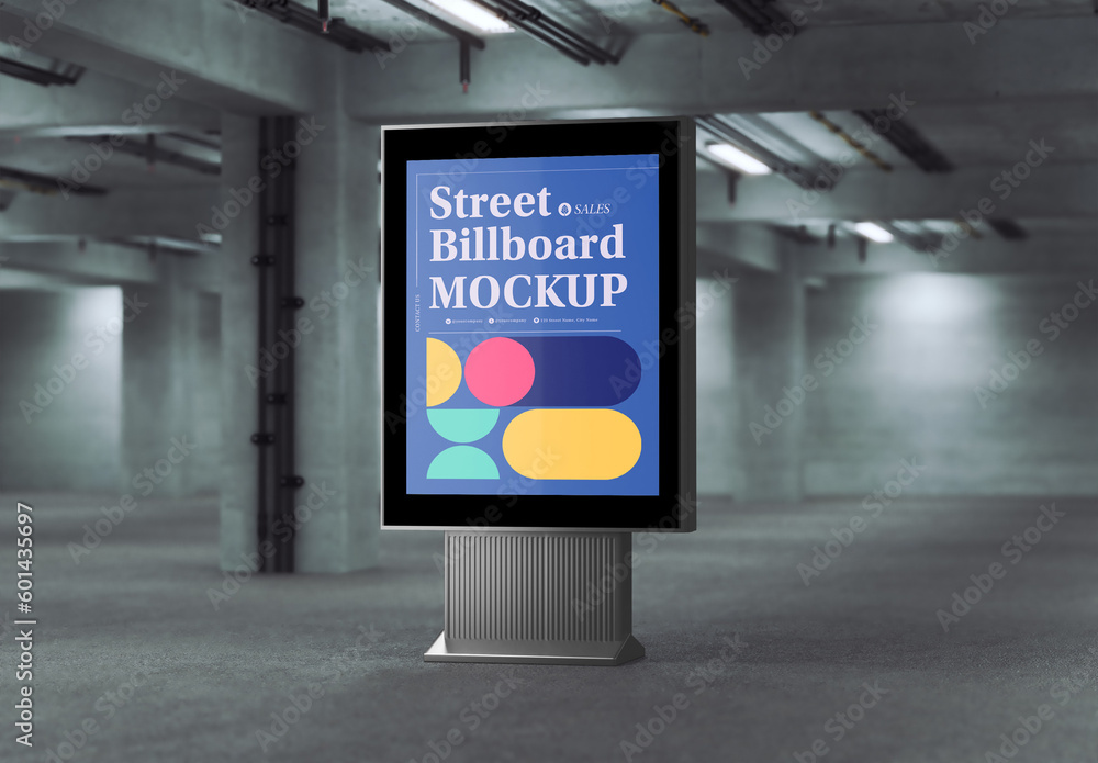 Outdoor Kiosk Advertisement Mockup Stock Template | Adobe Stock
