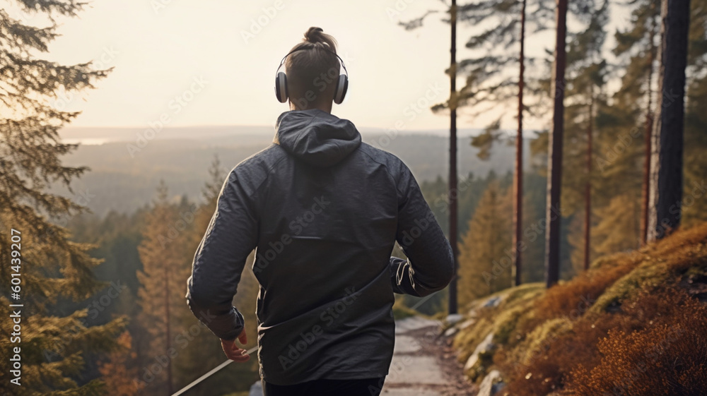 Athletic young man running in the nature. Healthy lifestyle concept ...