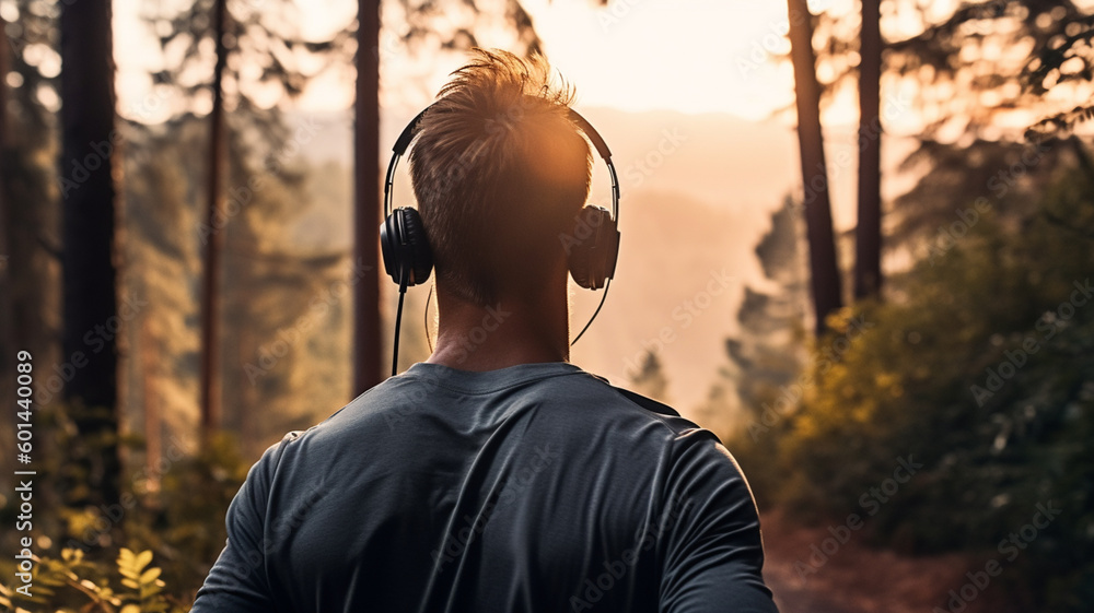 Athletic young man running in the nature. Healthy lifestyle concept ...