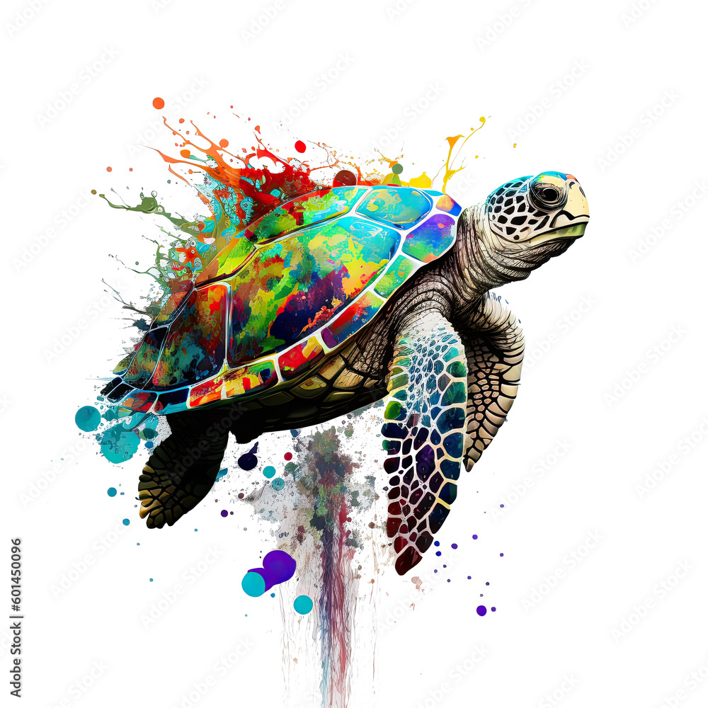 Sea Turtle Paint Splatter Transparent Background Generative AI ...