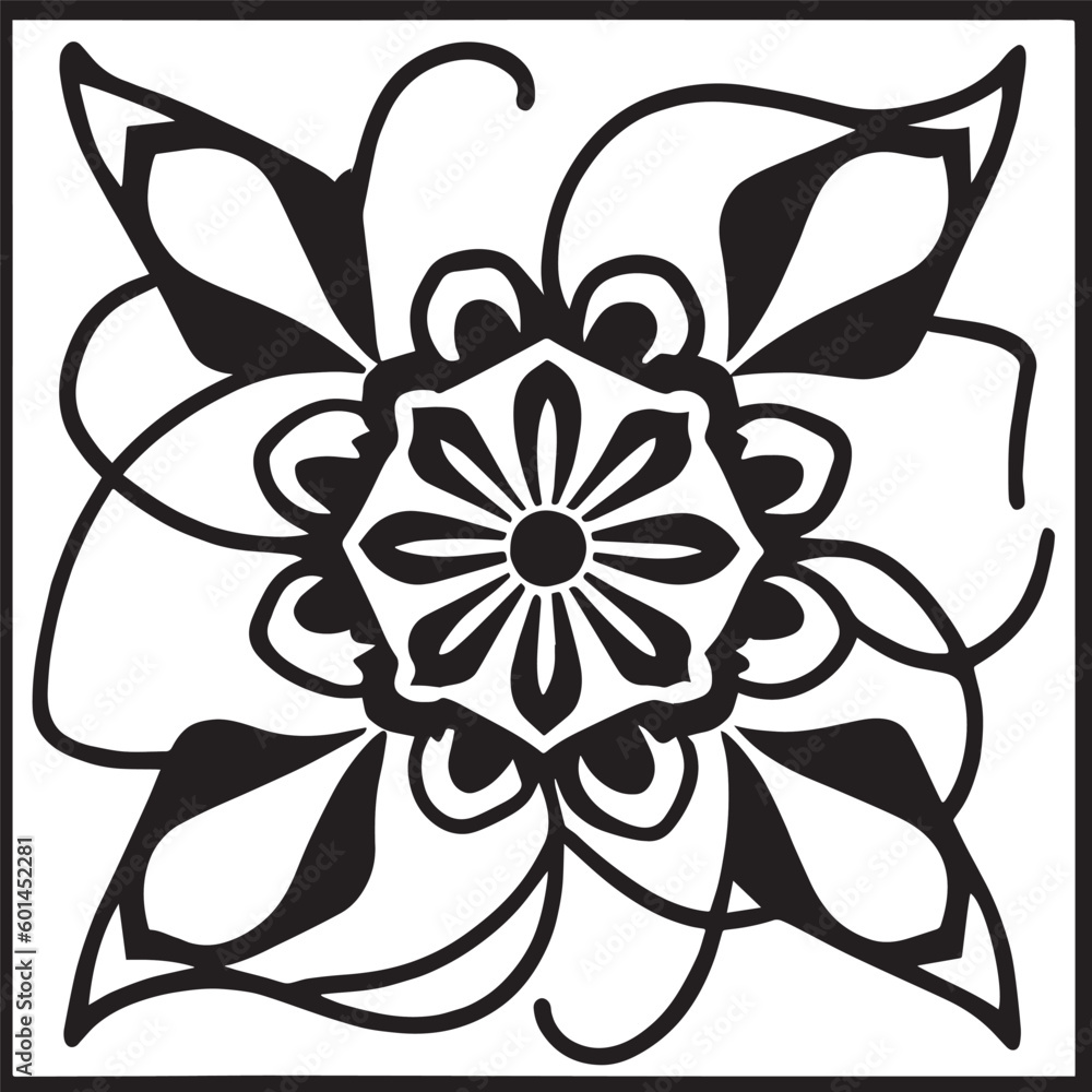 Flower clipart vector design black and white Stock Vector | Adobe Stock