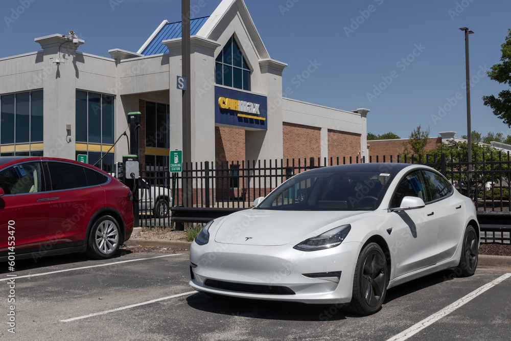 CarMax Auto Dealership Tesla display. CarMax is the largest used and ...