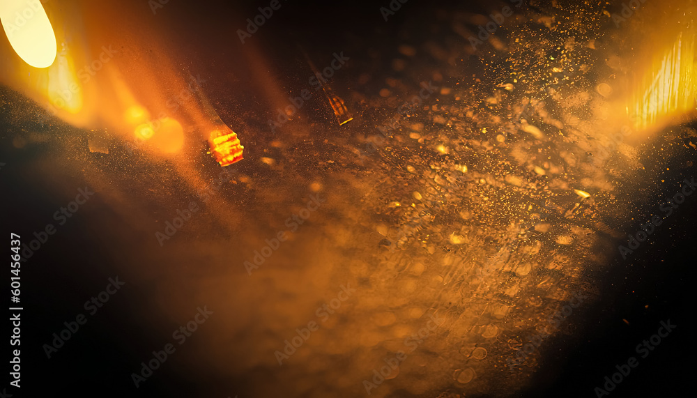 Gorgeous Blurred Lens Flare Rays and Bokeh Effect on Dark Black ...
