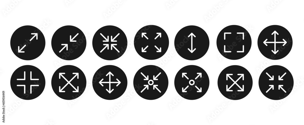 Fullscreen Mode Icons Set. Full Display Icons Collection. Screen Expansion Vector Icons ...