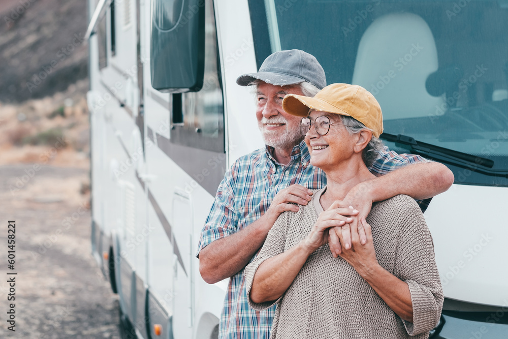 Happy senior couple on leisure trip enjoying travel destination ...