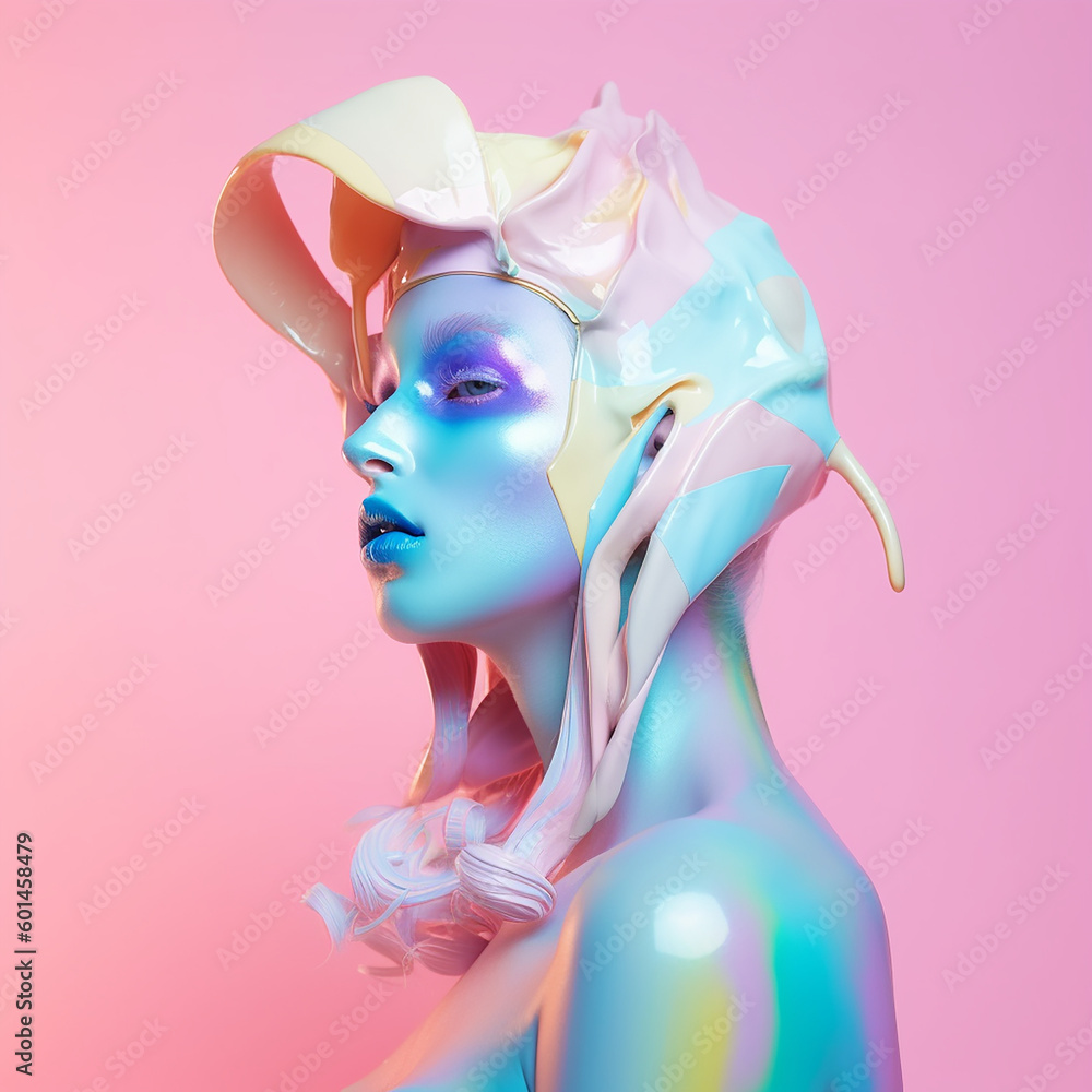 Candyland inspired avant garde style fashion. Created using ai ...