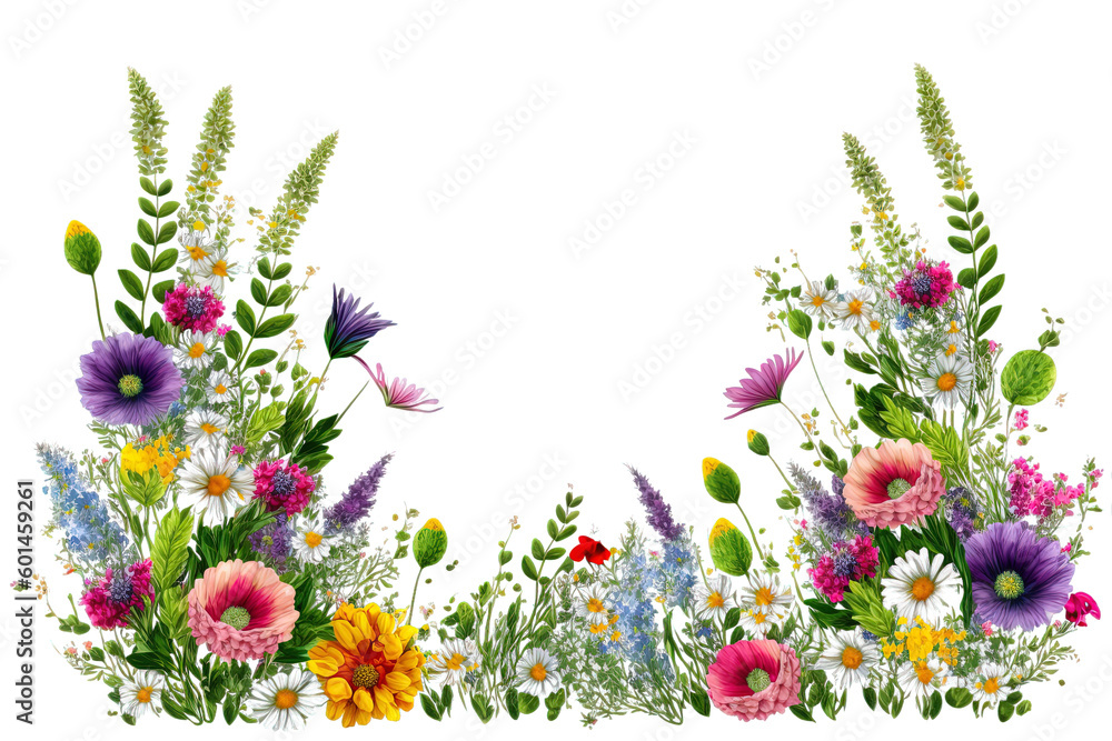 Rahmen aus Blumen auf transparentem Hintergrund (Generative AI) Stock ...