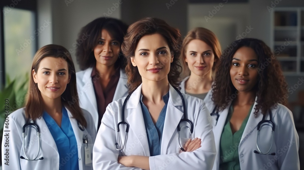 Portrait group of diverse Female Physicians Doctors together ...