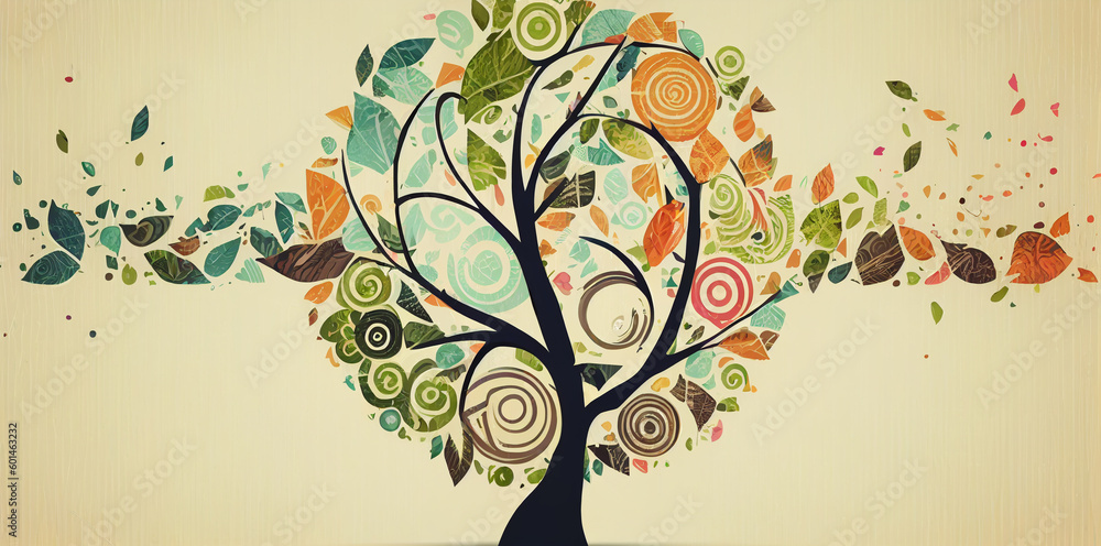 AI-Generated Symbol of Tree Life and Evolution in Color Stock ...
