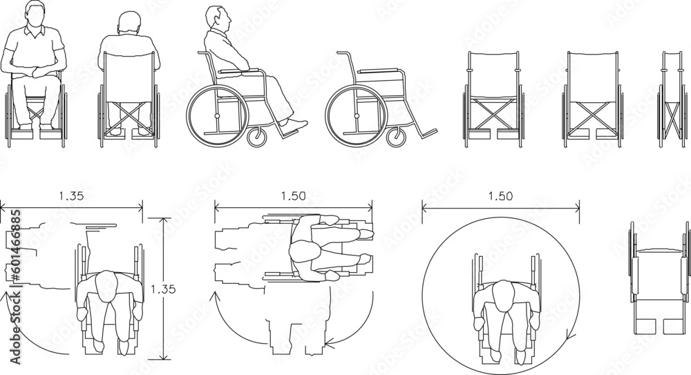 Vector sketch of detailed illustration of space for a disabled person ...