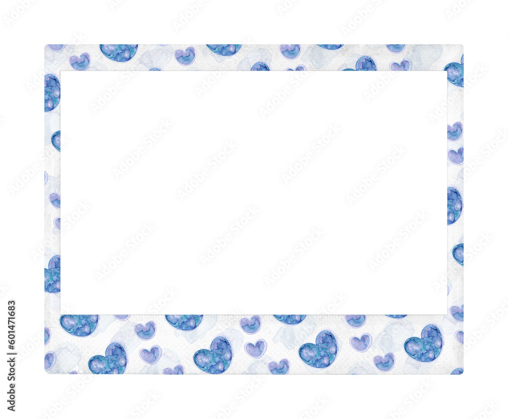 decorative rectangle polaroid photo frame template with heart pattern ...