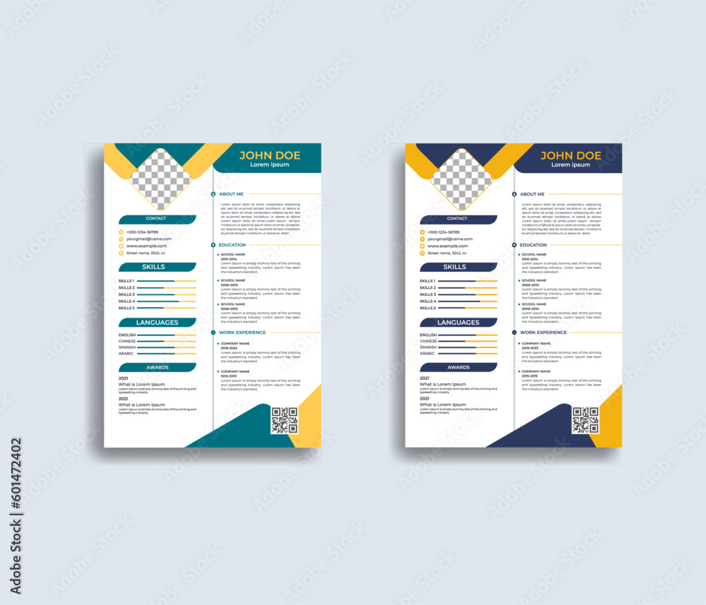 Modern curriculum creative resume cv template design Stock Vector ...