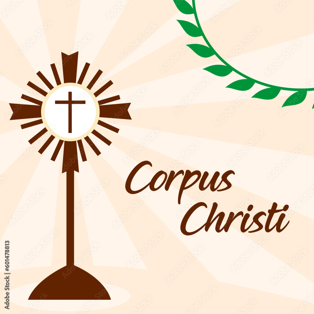 Corpus Christi Hand Drawn Vector illustration Background with Jesus Cup ...