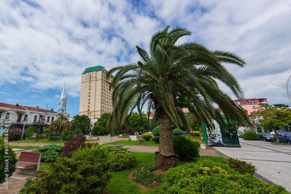 BATUMI, ADJARA, GEORGIA - JULY 7: Batumi Technological University Tower on July 7, 2022 in ...