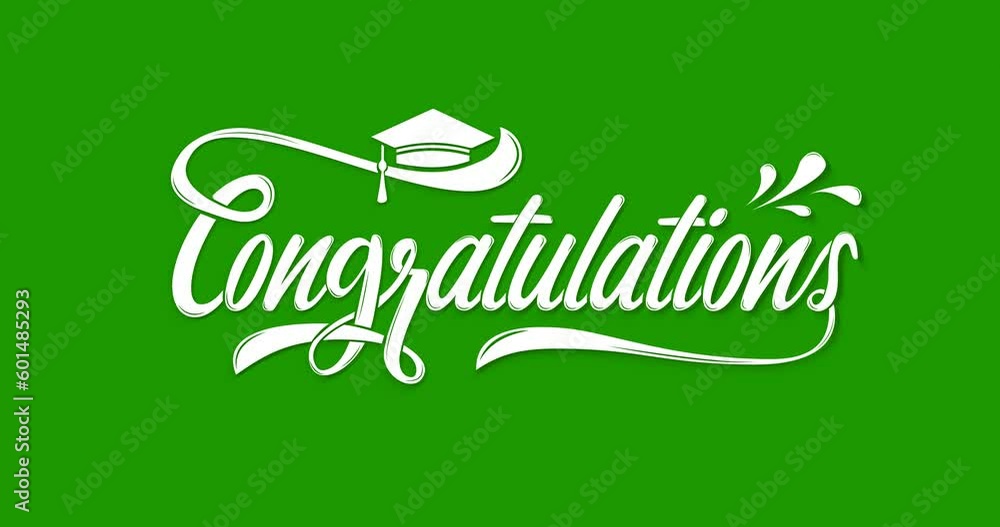 Congratulations animation text. Handwritten text with ink splash in ...