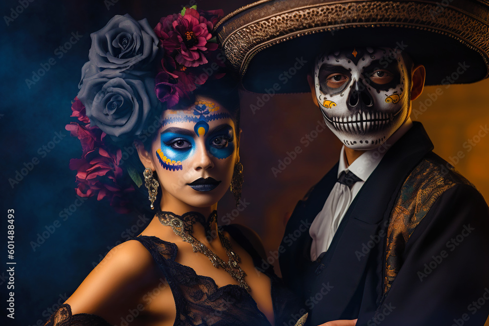 Dia de los muertos, male and female catrina: Catrina and Catrin wearing ...