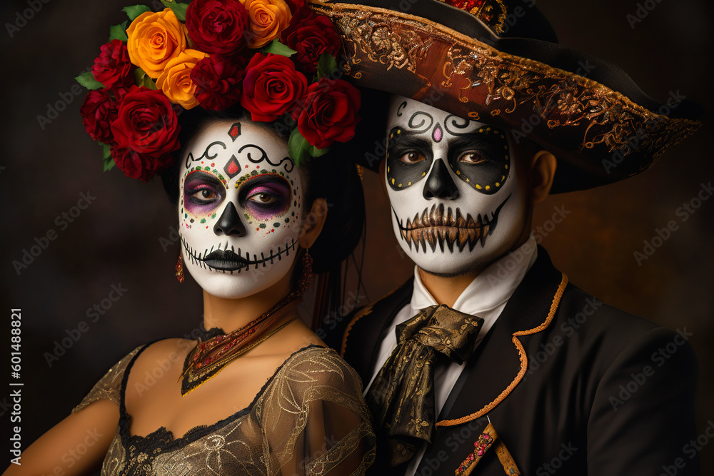 Dia de los muertos, male and female catrina: Catrina and Catrin wearing ...